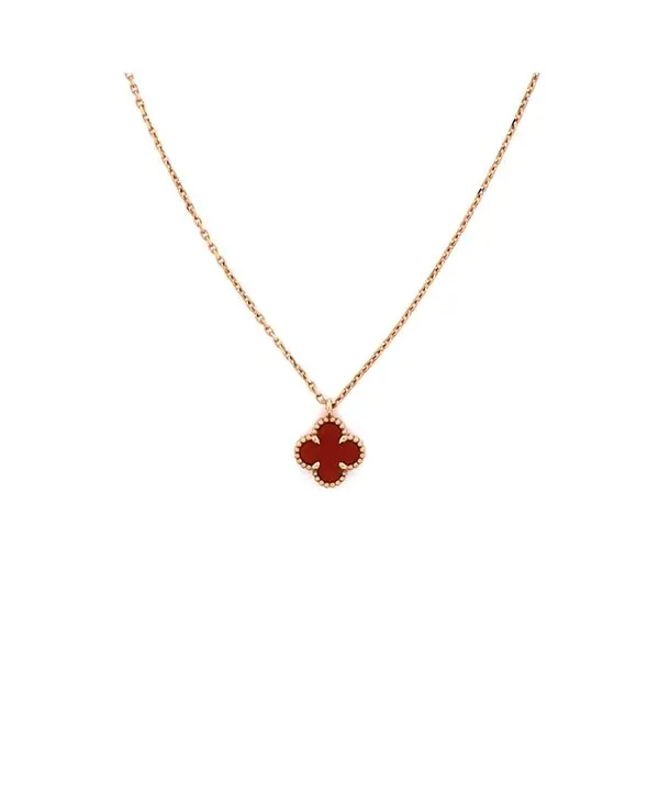 VAN CLEEF & ARPELS Sweet Alhambra Pendant Necklace 18k Rose Gold And Carnelian, 15.75 - Pink