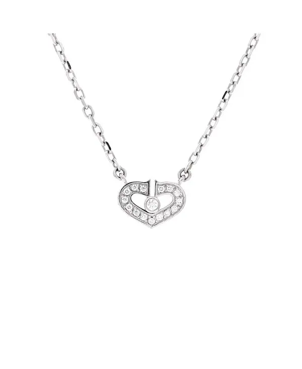 CARTIER C Heart De Pendant Necklace 18k Gold With Diamonds, 15.25 - White