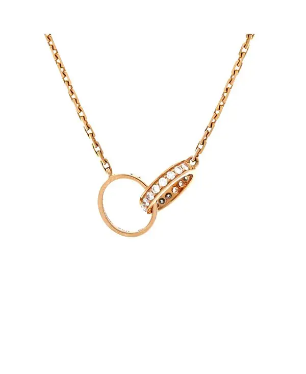 CARTIER Love Interlocking Necklace 18k Rose Gold With Diamonds, 17.25 - Pink