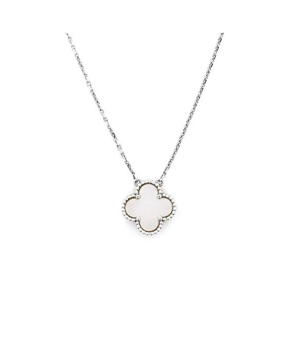 VAN CLEEF & ARPELS Vintage-like Alhambra Pendant Necklace 18k Gold And Mother Of Pearl, 16.5 - White