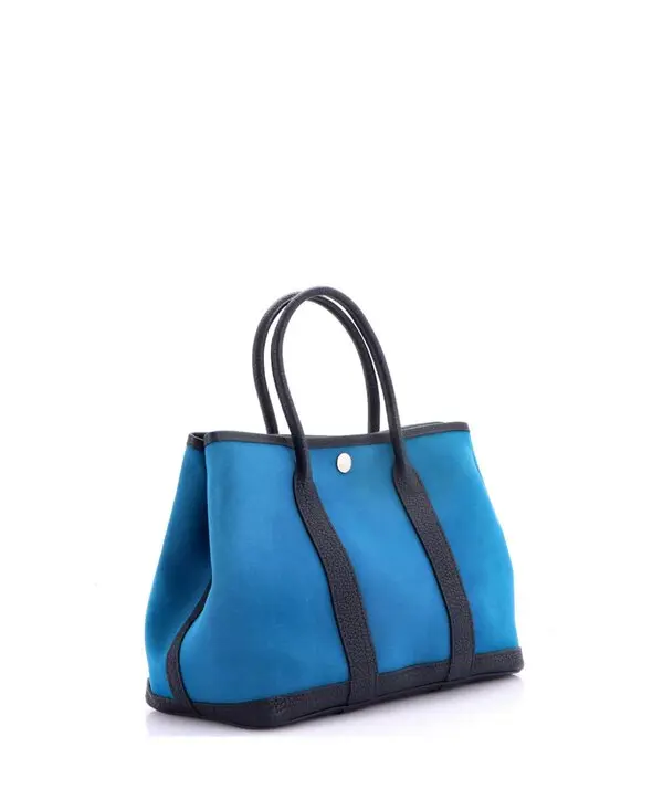 Hermès 30 Garden Party Tote Toile And Leather - Blue