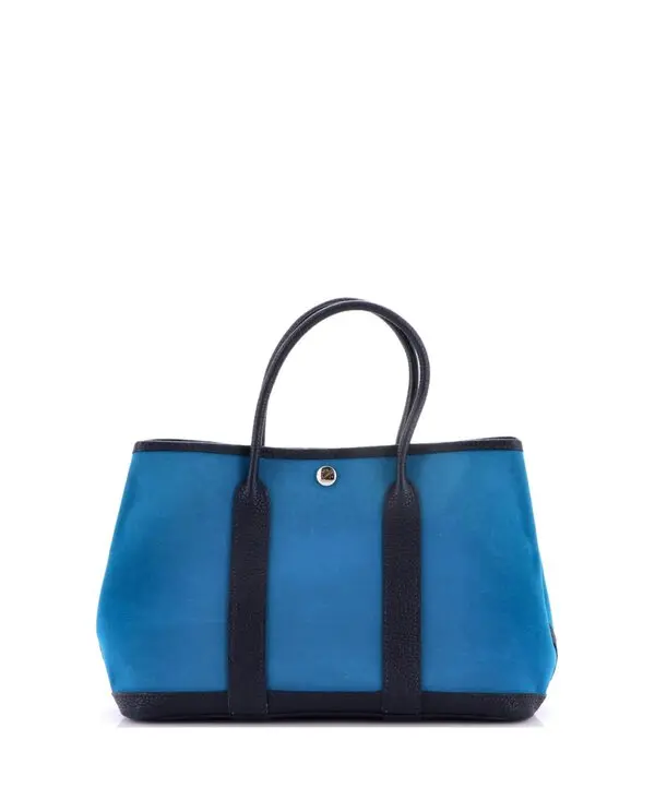 Hermès 30 Garden Party Tote Toile And Leather - Blue