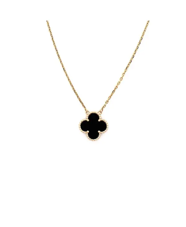 VAN CLEEF & ARPELS Vintage-like Alhambra Pendant Necklace 18k And Onyx, 18.5 - Gold