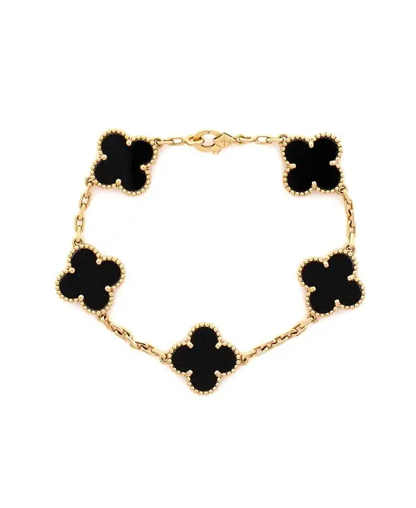 VAN CLEEF & ARPELS Vintage-like Alhambra 5 Motifs Bracelet 18k And Onyx - Gold