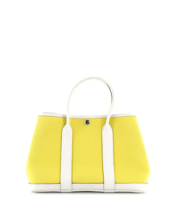 HERMES 30 Garden Party Tote Toile And Leather - Yellow/ White/ Yellow