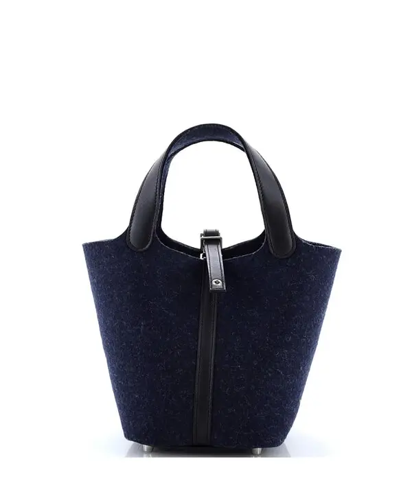 Hermès Pm Picotin Lock Felt Bag With Leather Trim - Blue