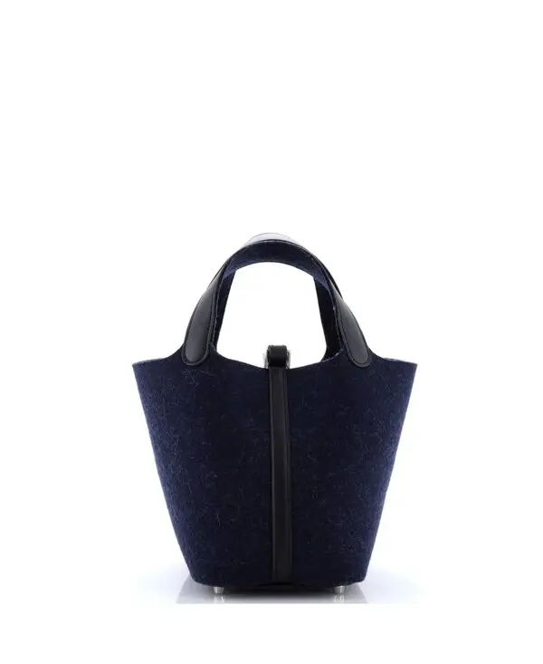 Hermès Pm Picotin Lock Felt Bag With Leather Trim - Blue