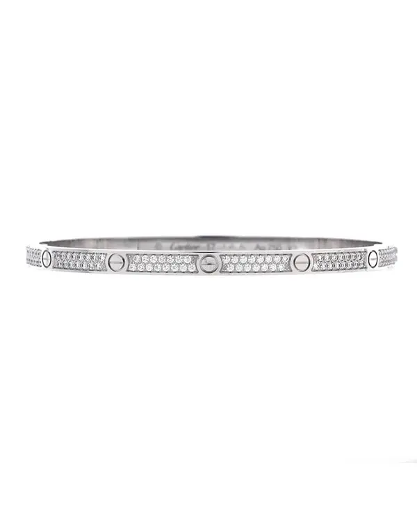 CARTIER Small Love Bracelet 18k Gold With Pave Diamonds - White