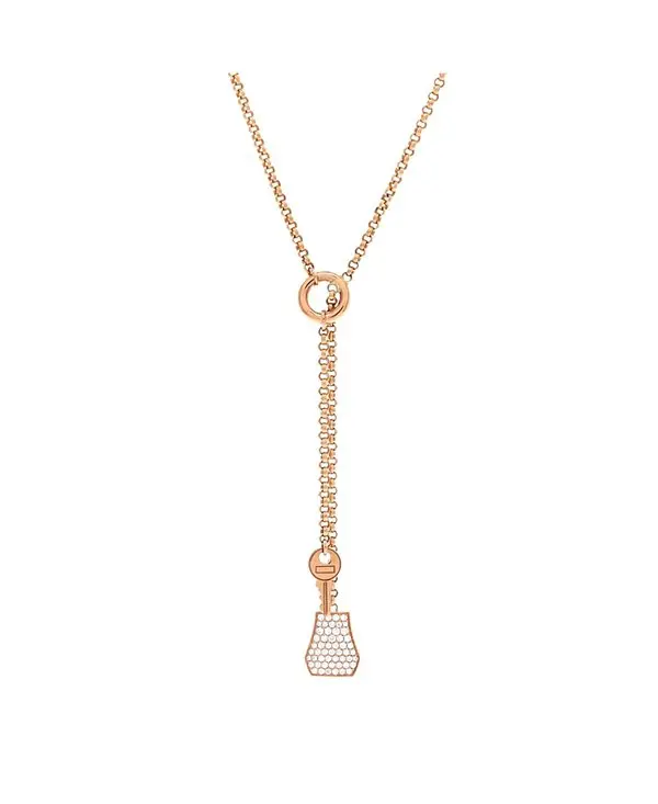 HERMES Small Kelly Clochette Pendant Necklace 18k Rose Gold With Diamonds - Pink