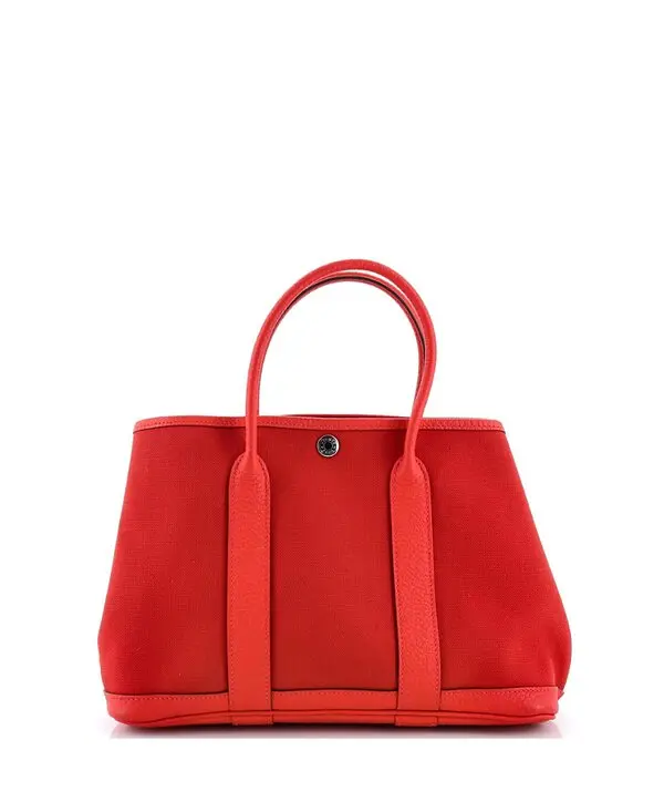 Hermès 30 Garden Party Tote Toile And Leather - Red