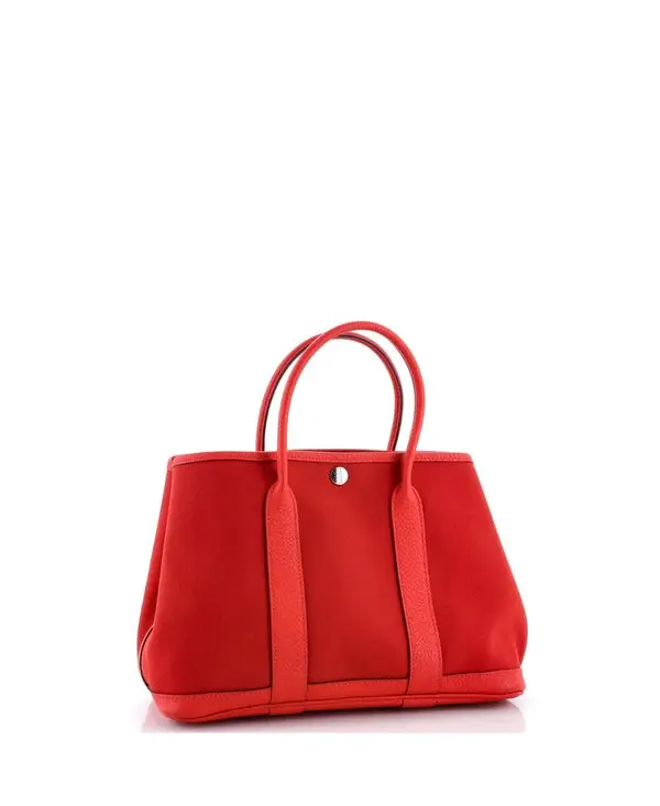 Hermès 30 Garden Party Tote Toile And Leather - Red