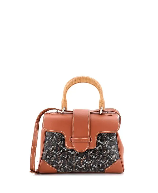GOYARD Saigon Top Handle Bag Coated Canvas With Leather - Brown