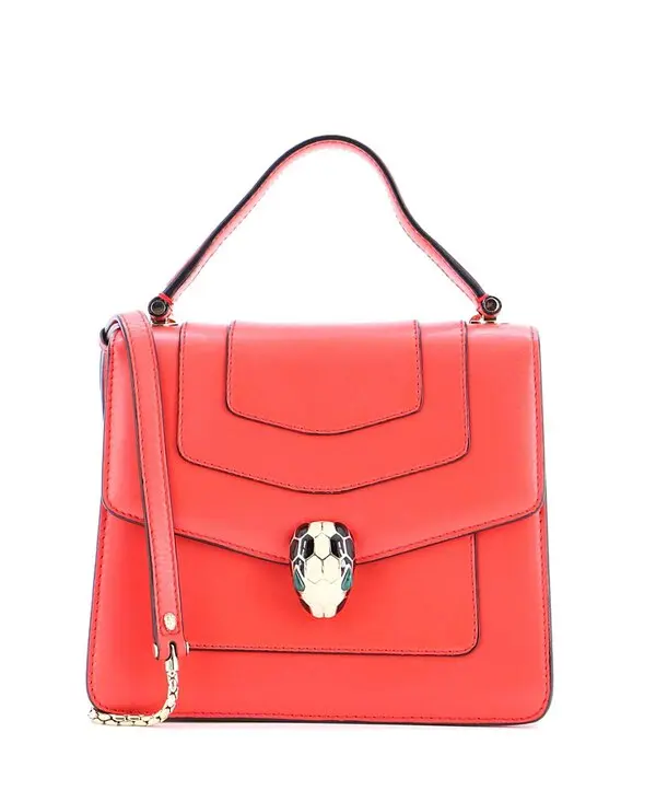 BVLGARI Small Serpenti Forever Top Handle Bag Leather - Red