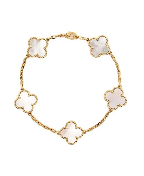 VAN CLEEF & ARPELS Vintage-like Alhambra 5 Motifs Bracelet 18k And Mother Of Pearl - Gold