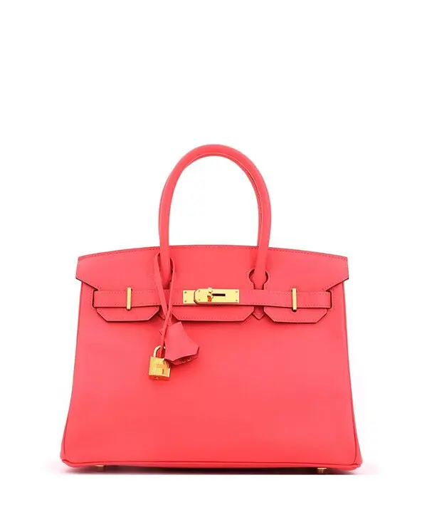 HERMES Birkin 30 Handbag Red Epsom With Gold Hardware - Rouge Pivoine