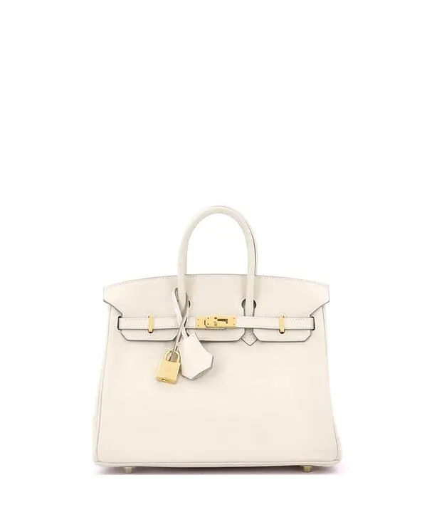 HERMES Birkin 25 Handbag Light Swift With Gold Hardware - Beton