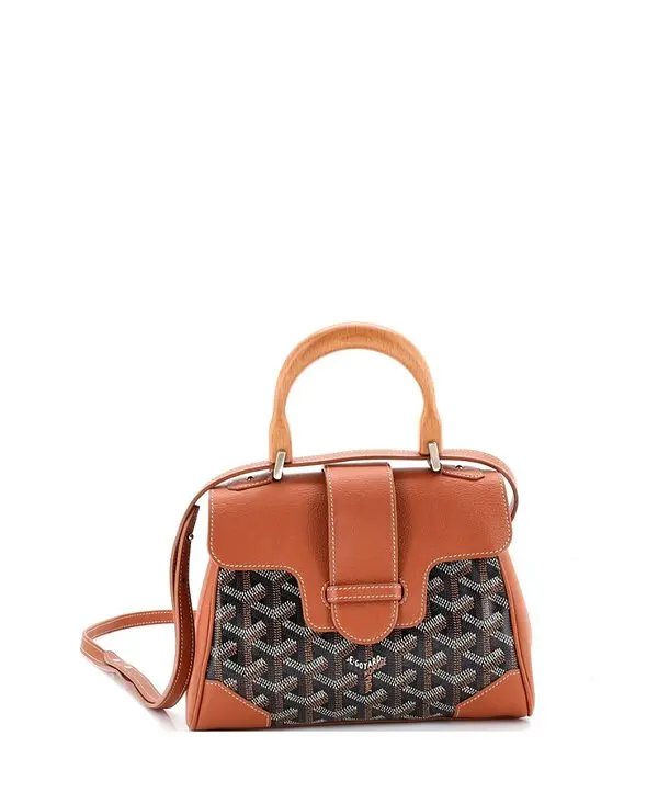 GOYARD Saigon Top Handle Bag Coated Canvas With Leather - Brown