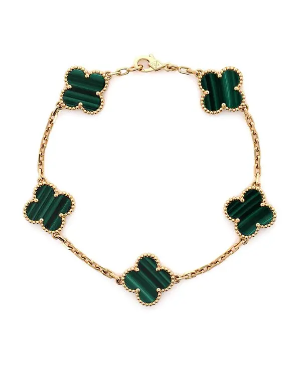 VAN CLEEF & ARPELS Vintage-like Alhambra 5 Motifs Bracelet 18k And Malachite - Gold