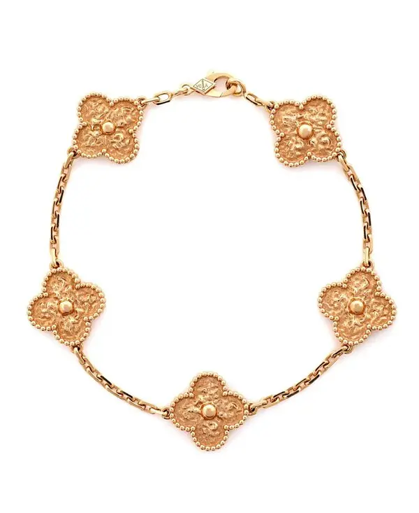 VAN CLEEF & ARPELS Vintage-like Alhambra 5 Motifs Bracelet 18k Rose Gold - Pink