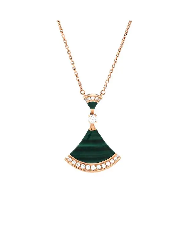 BVLGARI Large Divas' Dream Pendant Necklace 18k Rose Gold With Malachite And Diamonds, 17.25 - Pink