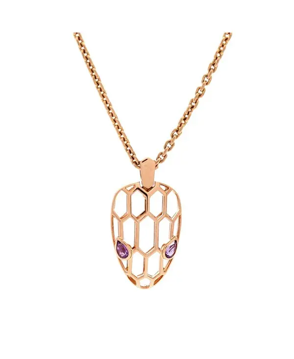 BVLGARI Serpenti Seduttori Pendant Necklace 18k Rose Gold With Amethyst, 17.25 - Pink