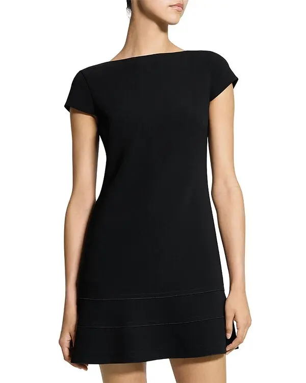 Theory Tiered Seam Cap Sleeve Dress - Black