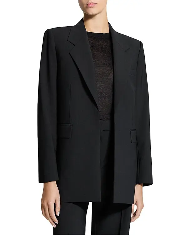Theory Wool Blend Relaxed Slash Blazer - Black