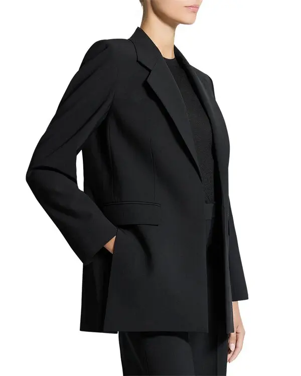 Theory Wool Blend Relaxed Slash Blazer - Black