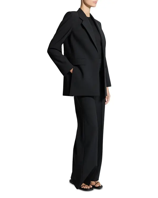 Theory Wool Blend Relaxed Slash Blazer - Black