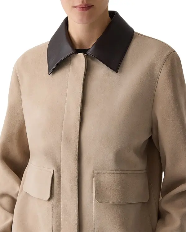 Theory Boxy Suede Jacket - Tan