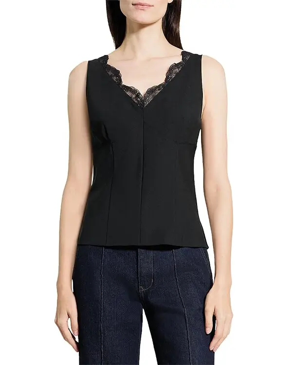 Theory Lace Tailored Top - Black