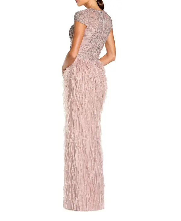 Mac Duggal Embellished Feather Gown