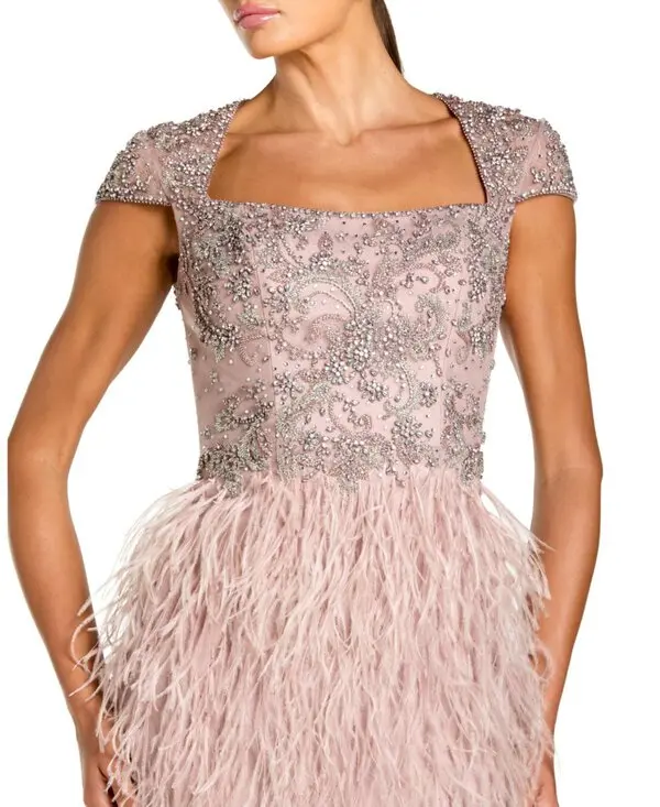 Mac Duggal Embellished Feather Gown