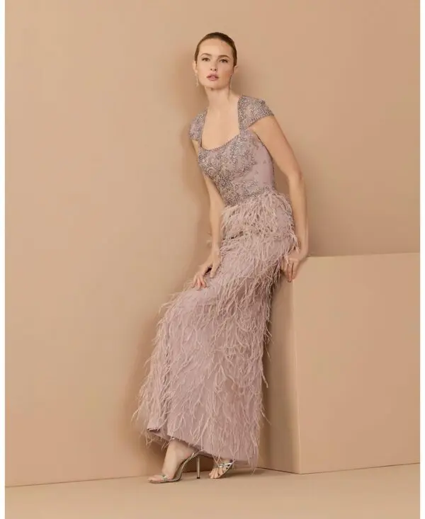 Mac Duggal Embellished Feather Gown