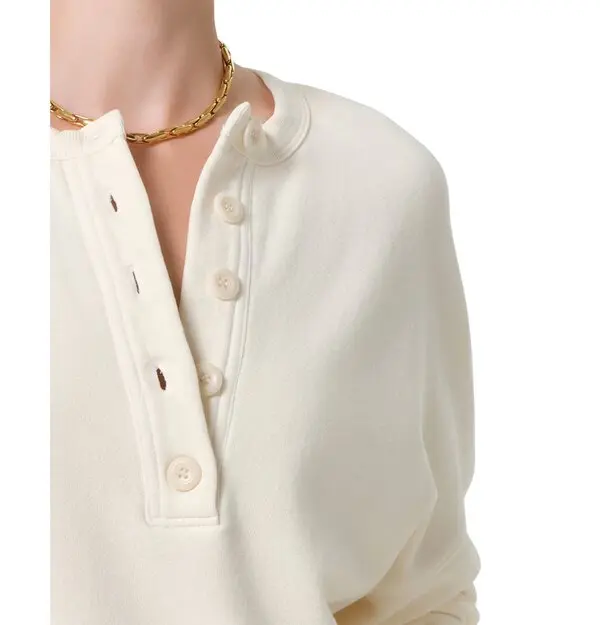 Citizens Of Humanity Rhomboid Henley Sweatshirt - Cream