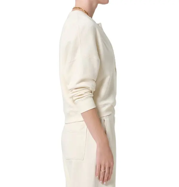 Citizens Of Humanity Rhomboid Henley Sweatshirt - Cream