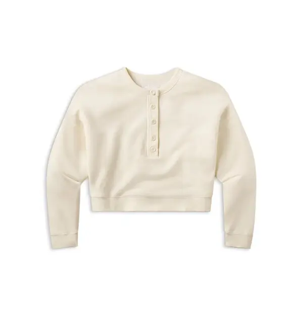 Citizens Of Humanity Rhomboid Henley Sweatshirt - Cream