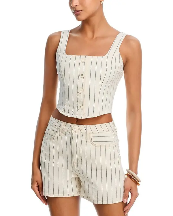 L'Agence Saga Button Front Tank - Ecru/navy Stripe