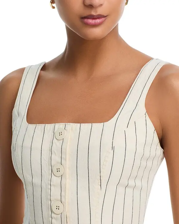 L'Agence Saga Button Front Tank - Ecru/navy Stripe