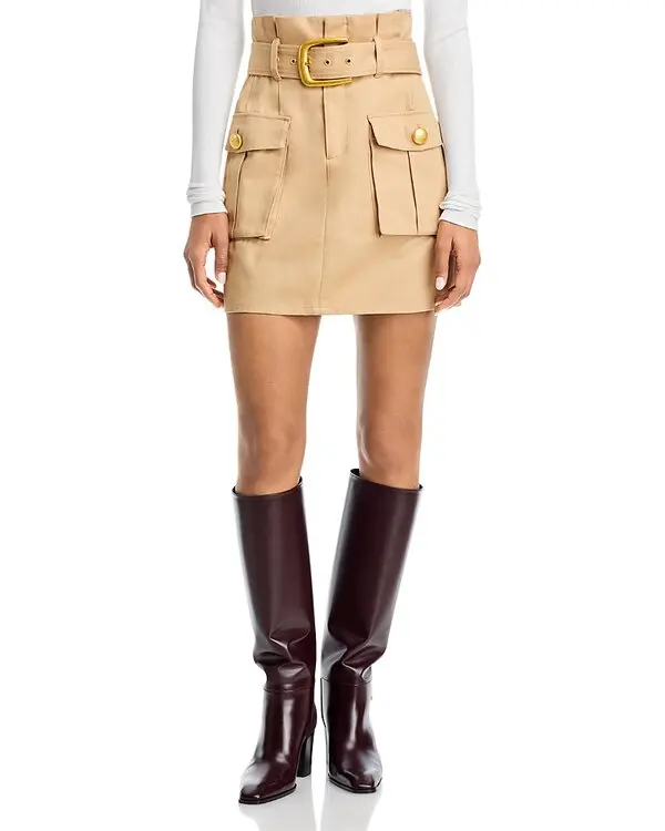 L'Agence Maelis Paperbag Mini Skirt - Macadamia