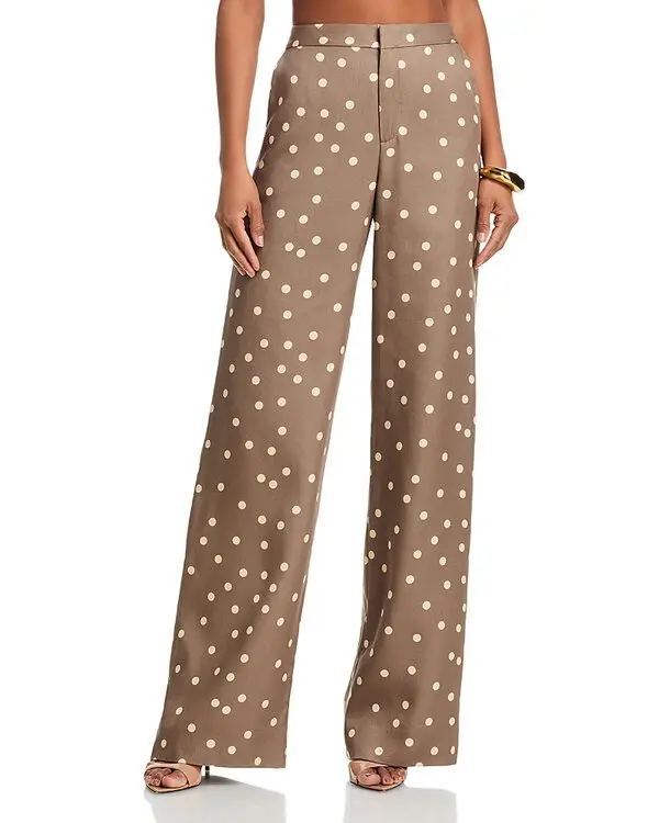L'Agence Livvy Straight Leg Pants - Cardamom/ecru Polka Dot
