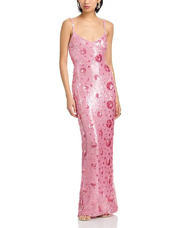 L'Agence Karma Sequin Maxi Dress - Light Rose