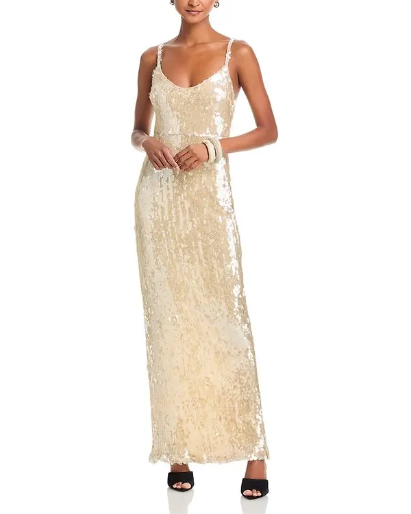 L'Agence Karma Sequin Maxi Dress - Clear/beige Sequin