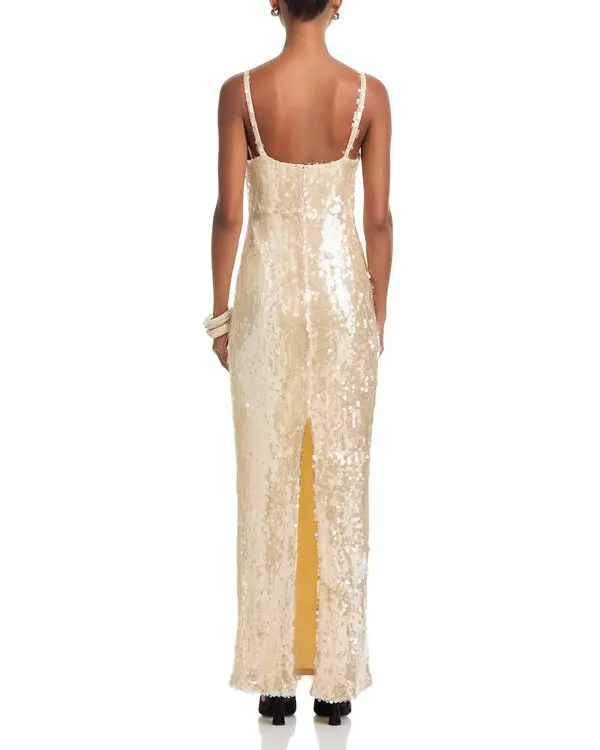 L'Agence Karma Sequin Maxi Dress - Clear/beige Sequin