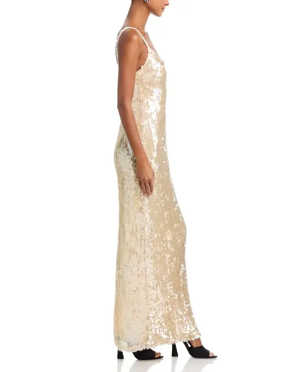 L'Agence Karma Sequin Maxi Dress - Clear/beige Sequin