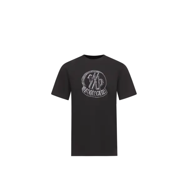 Moncler Sketch Embroidered Logo Cotton T-shirt - Black