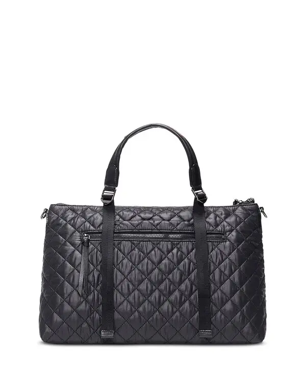 Mz Wallace Park Medium Quilted Satchel - Black/silver