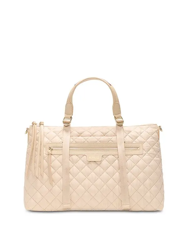 Mz Wallace Park Medium Quilted Satchel - Buff/gold