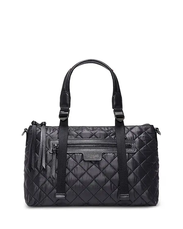 Mz Wallace Park Small Quilted Leather Satchel - Black/gunmetal