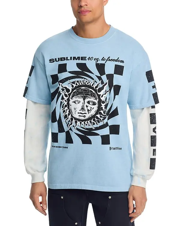 PRIMITIVE SKATE Sublime Swirl Graphic Shirt Exclusive - Light Blue Washed